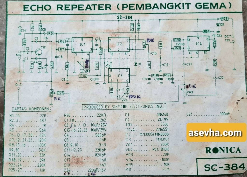 Skema Echo Repeater by Ronica SC-384 - Tutorial, Elektronika & Hoby