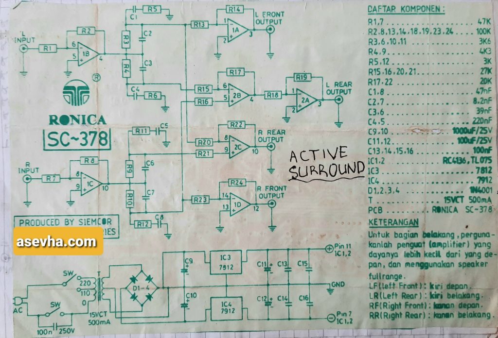 Skema Active Surround 4 Channel by Ronica SC-378 - Tutorial ...