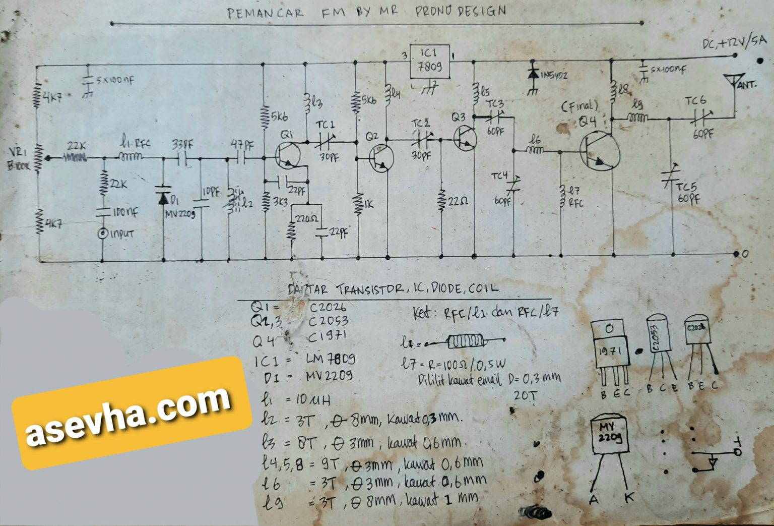 Skema Pemancar FM C1971 dengan Osilator Potensiometer - Tutorial ...