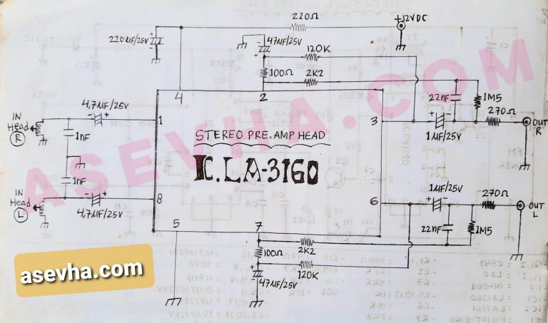 Skema Pre-Amp Head Stereo IC LA3160 - Tutorial, Elektronika & Hoby